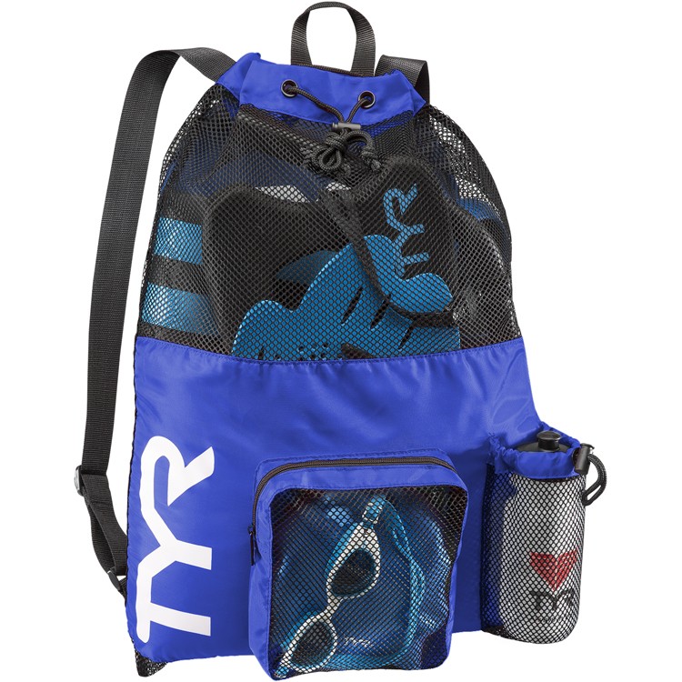 TYR Big Mesh Mummy Swimming Backpack 25 Litre Blue Yellow for sale ...
